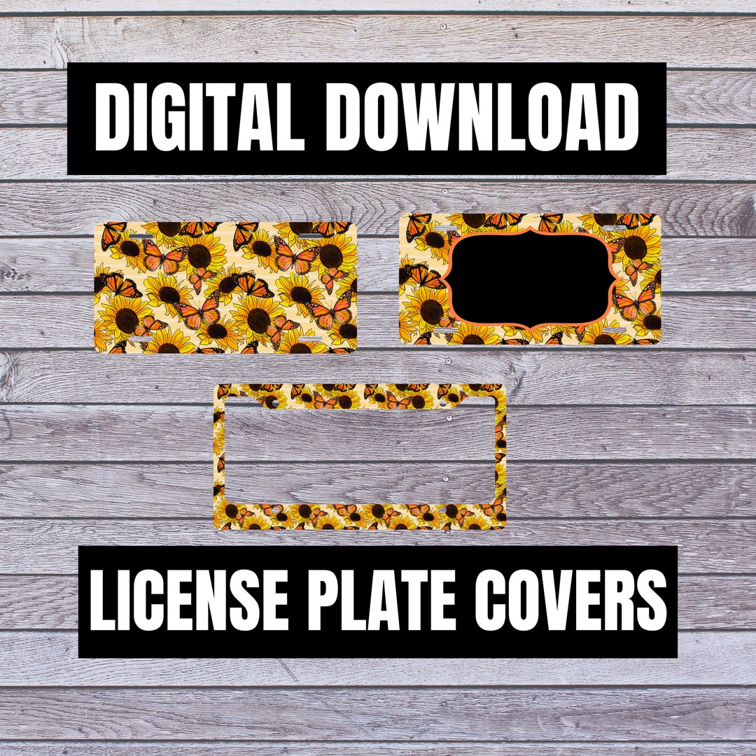 Sunflower Butterfly License Plate Frame Set | Sublimation Design ...
