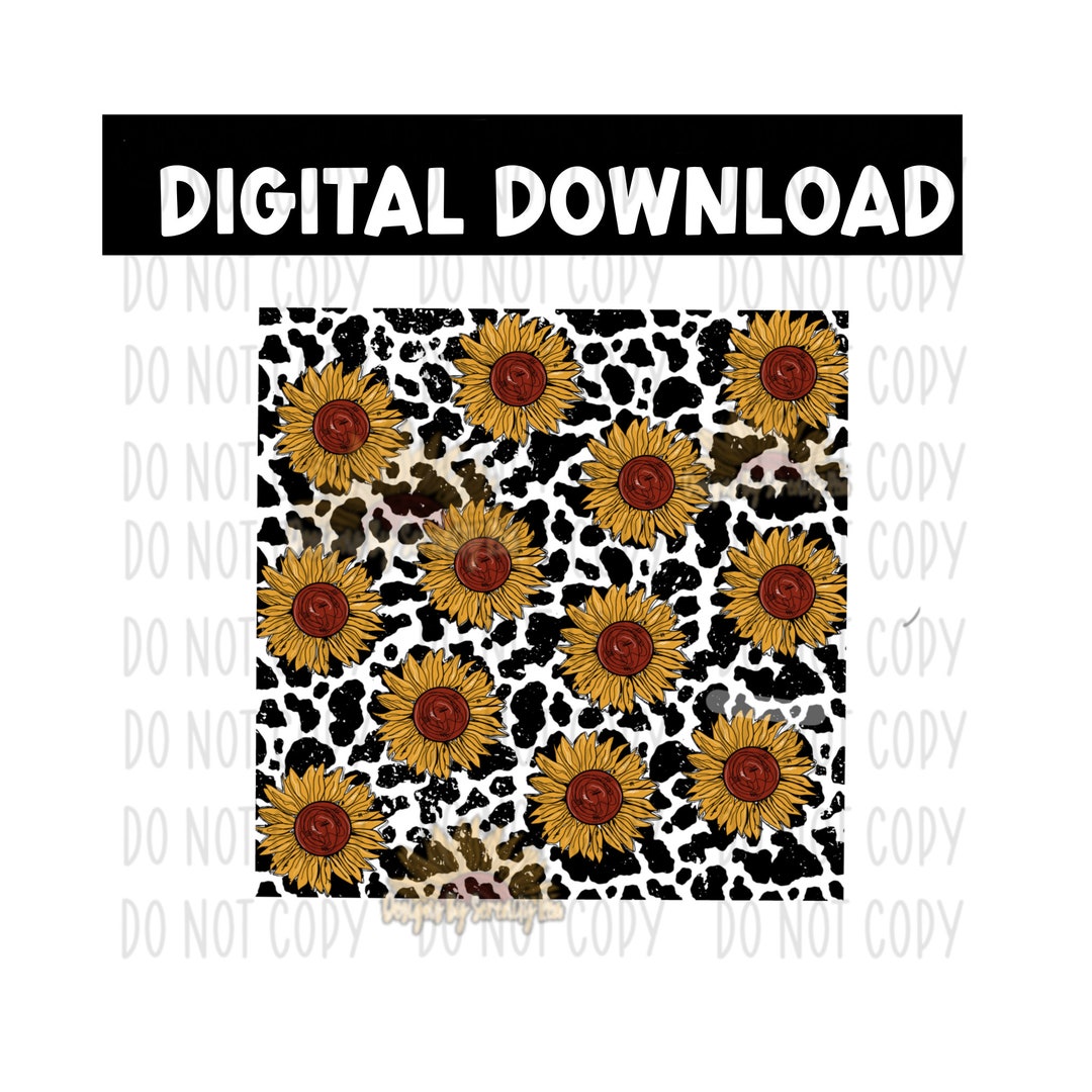 Sunflower Cow Print Digital Paper | Digital Download | Sublimation ...
