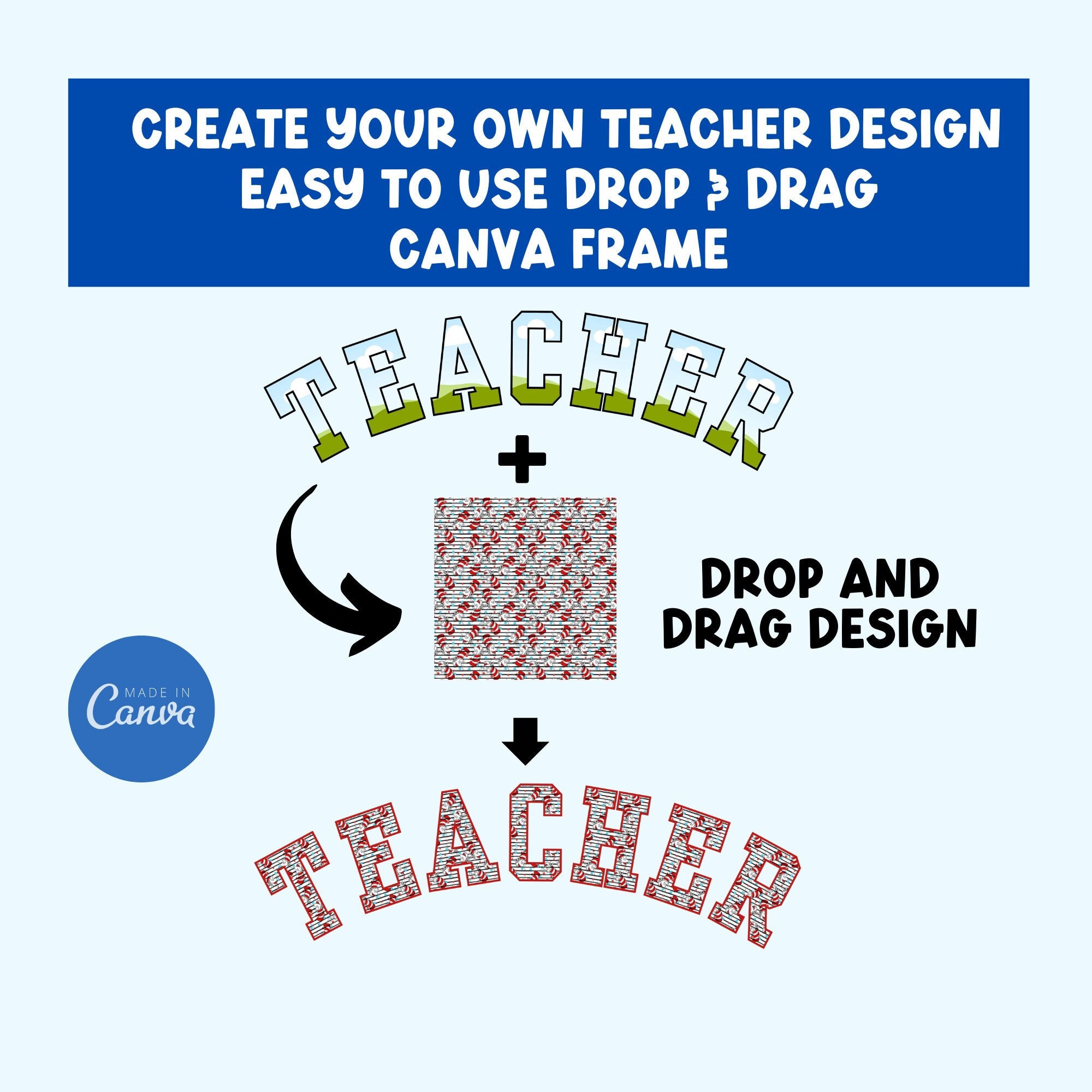 Teacher Canva Frame Curve Design Drag and Drop Editable Canva Template ...