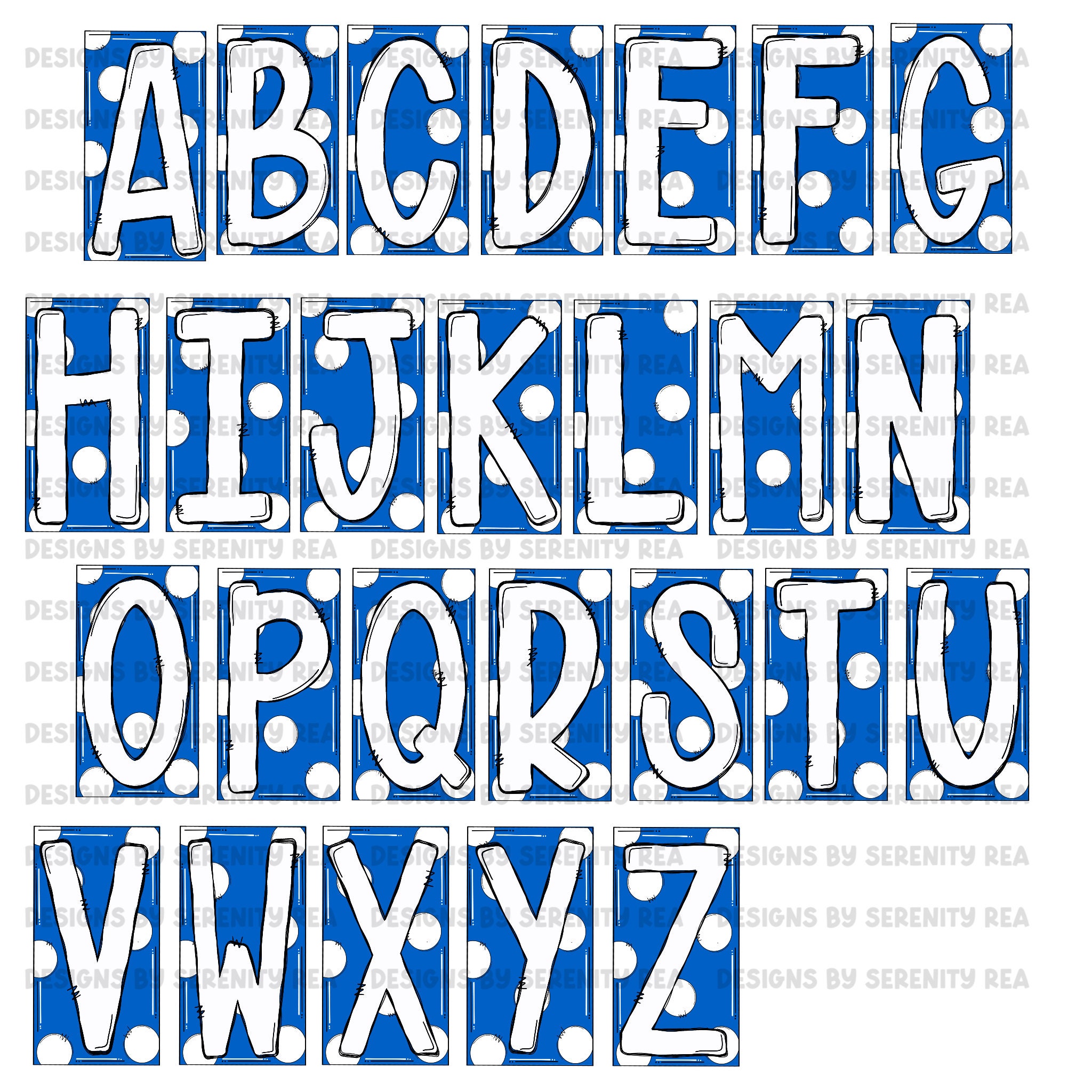Polka Dot Alphabet Set | Doodle Letters, Sublimation PNG (digital ...