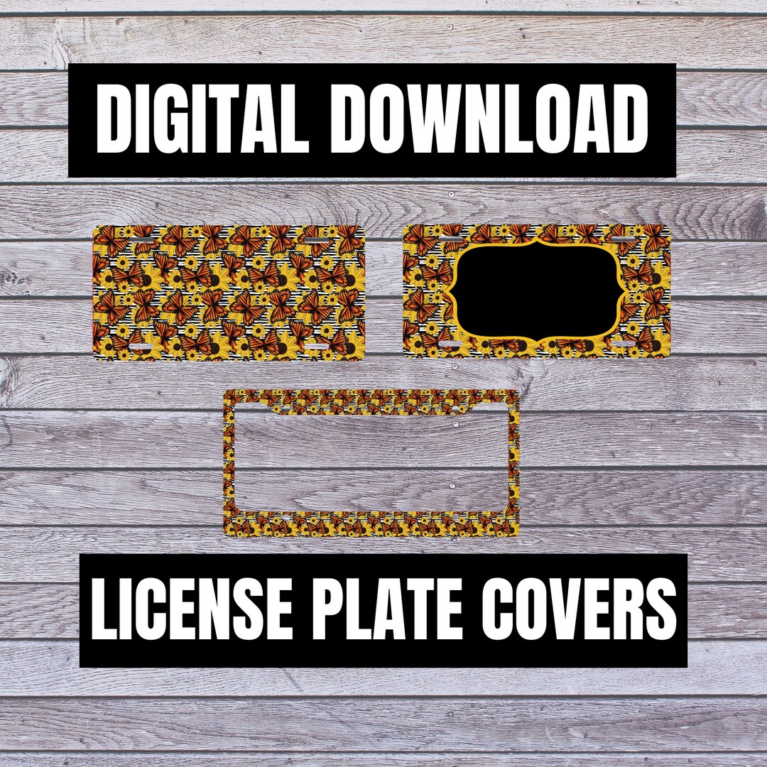 Butterflies and Sunflowers | License Plate Frame Set | Sublimation ...