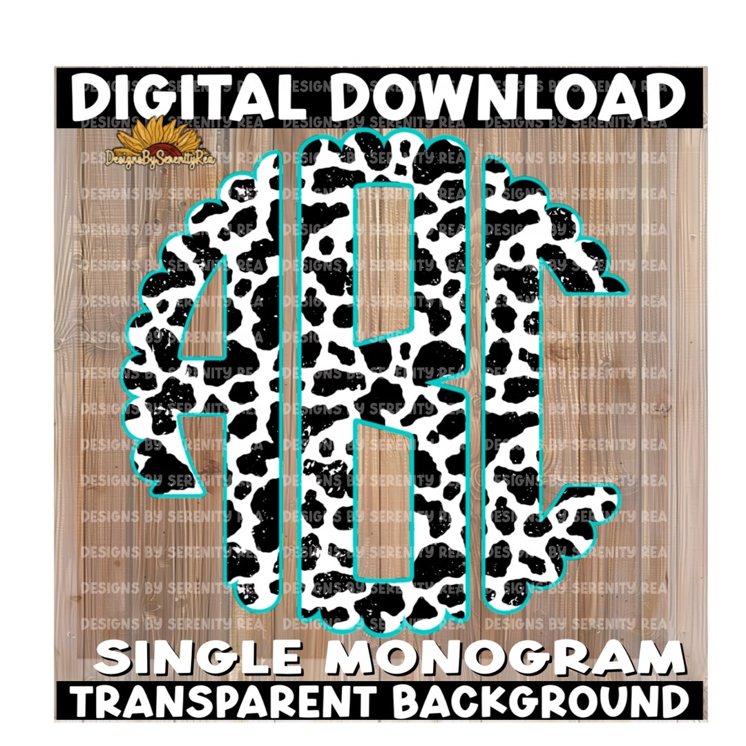 Cow Print Scalloped Monogram PNG File | Custom Design (digital Download ...