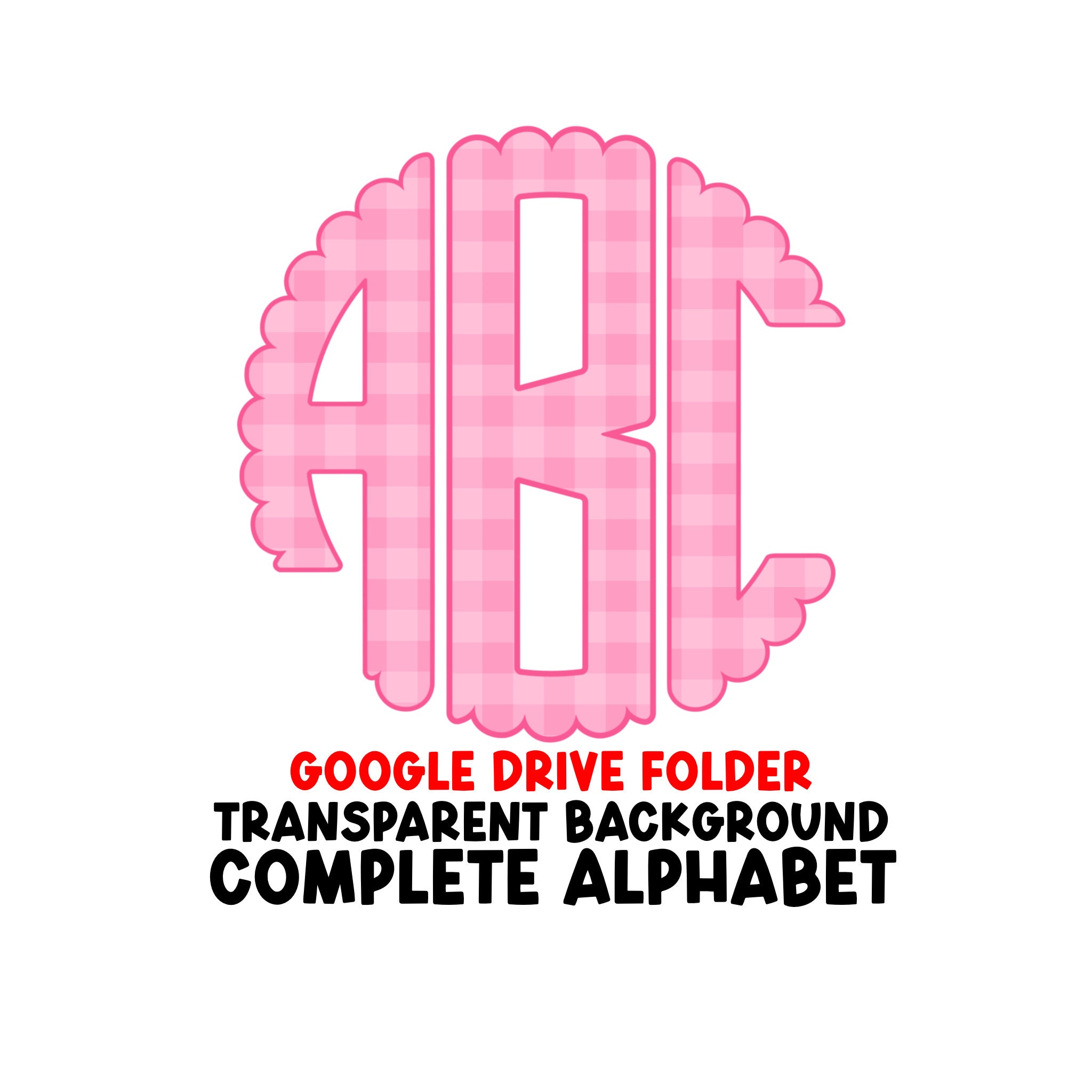 Pink Gingham Monogram Scallop Monogram Alphabet Letters - Etsy