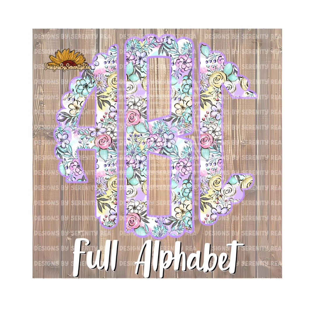 Pastel Floral Scallop Monogram Letters | PNG (digital Download) - Etsy