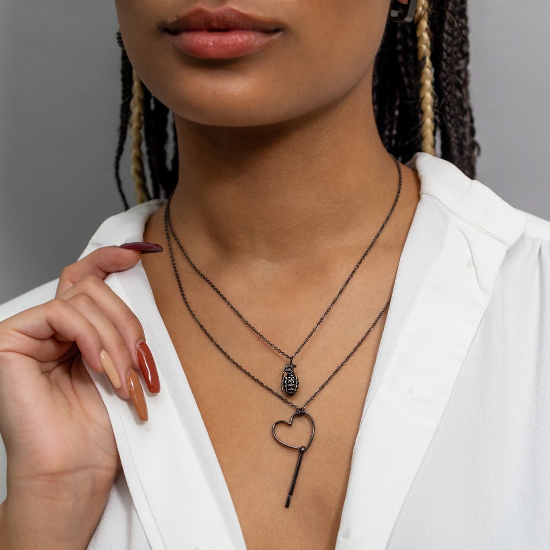 Bethel Mini Grenade Pendant Necklace Waterproof Layering Necklace ...