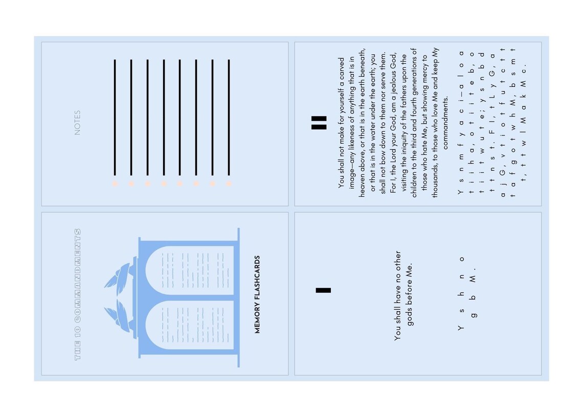 The 10 Commandments Memorization Flashcards - Etsy