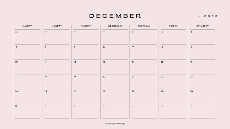 The Simple Anythingpinkdesign 2023 Calendar - Etsy