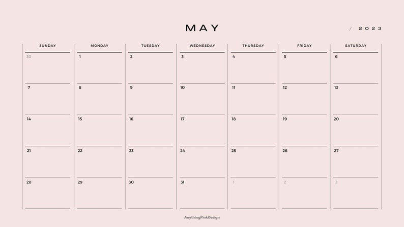 The Simple Anythingpinkdesign 2023 Calendar - Etsy