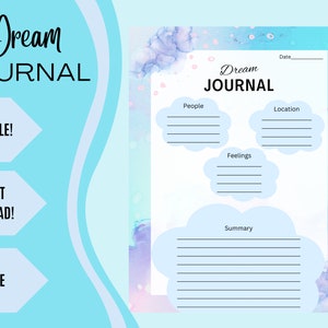 PDF Printable Dream Journal Printable Dream Diary Dream Tracker Instant ...