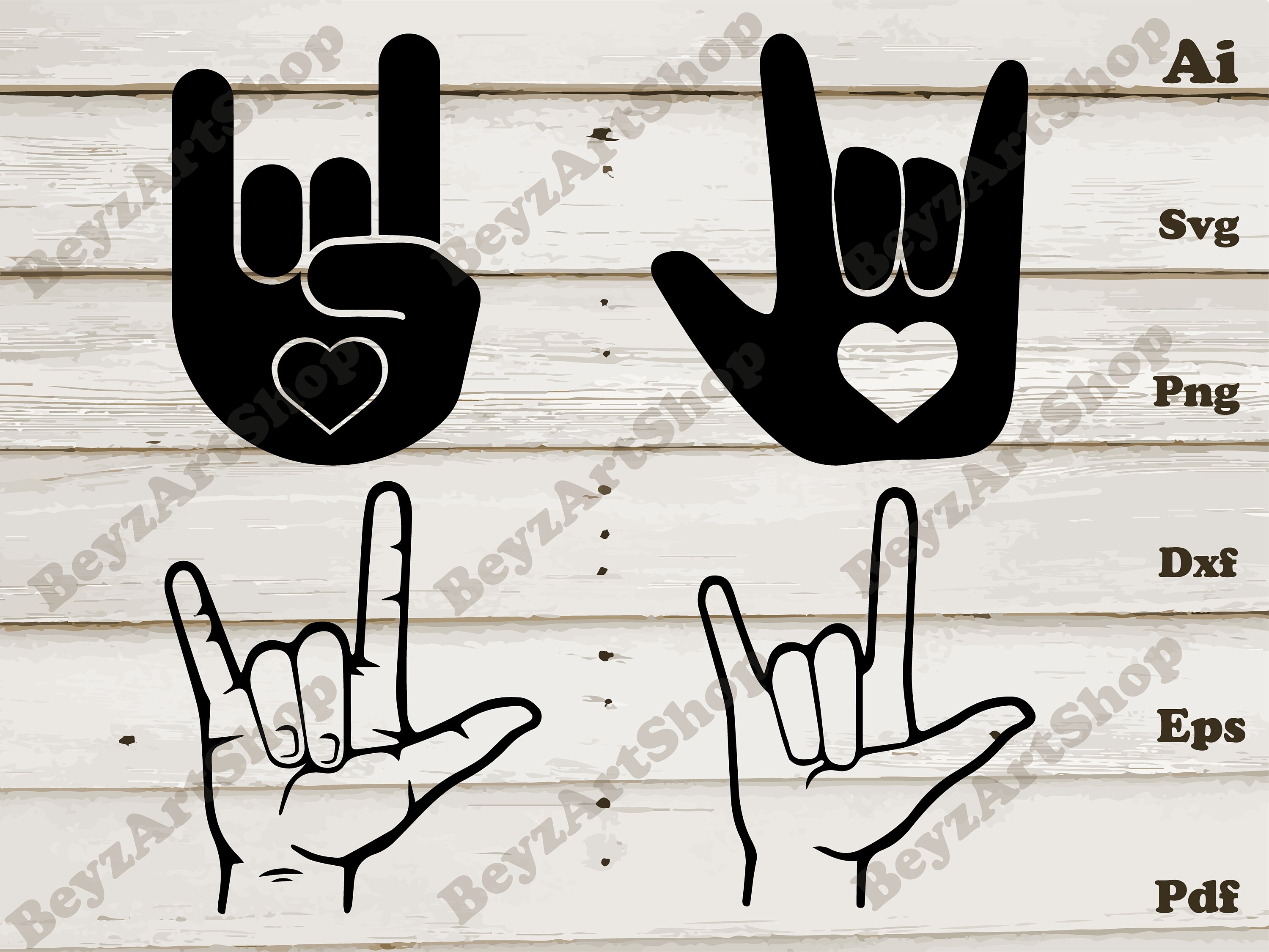 ASL I Love You Heart I Love You Hand Sign Svg ASL Sign - Etsy