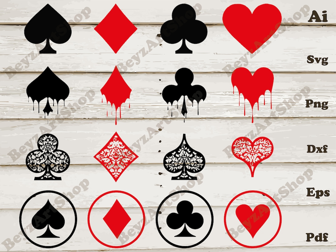 Playing Cards Svg Playing Card Suits Spades Svg Diamonds - Etsy Canada