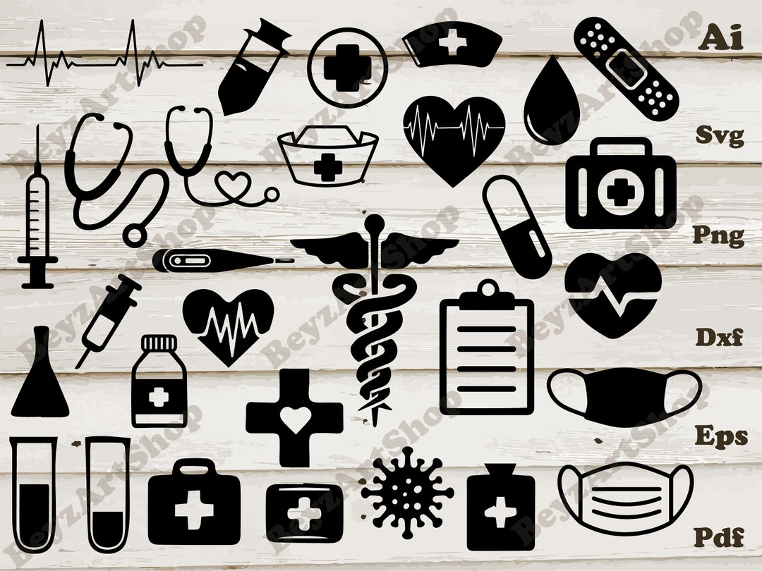 Nurse Medical Tools and Icons Svg, Nurse Clipart, Doctor Items Svg ...