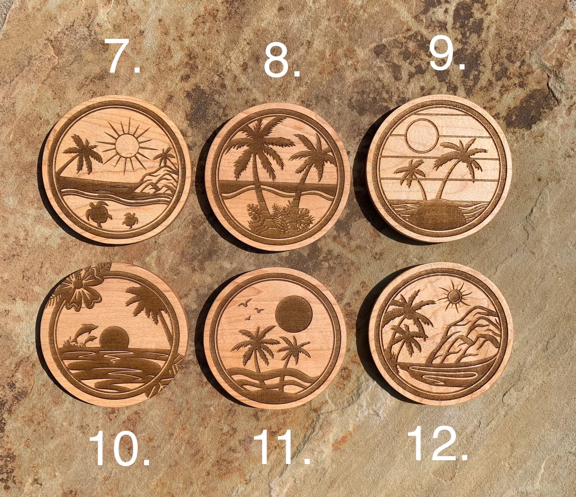 Beach Scenery Solid Wood Coasters - Etsy