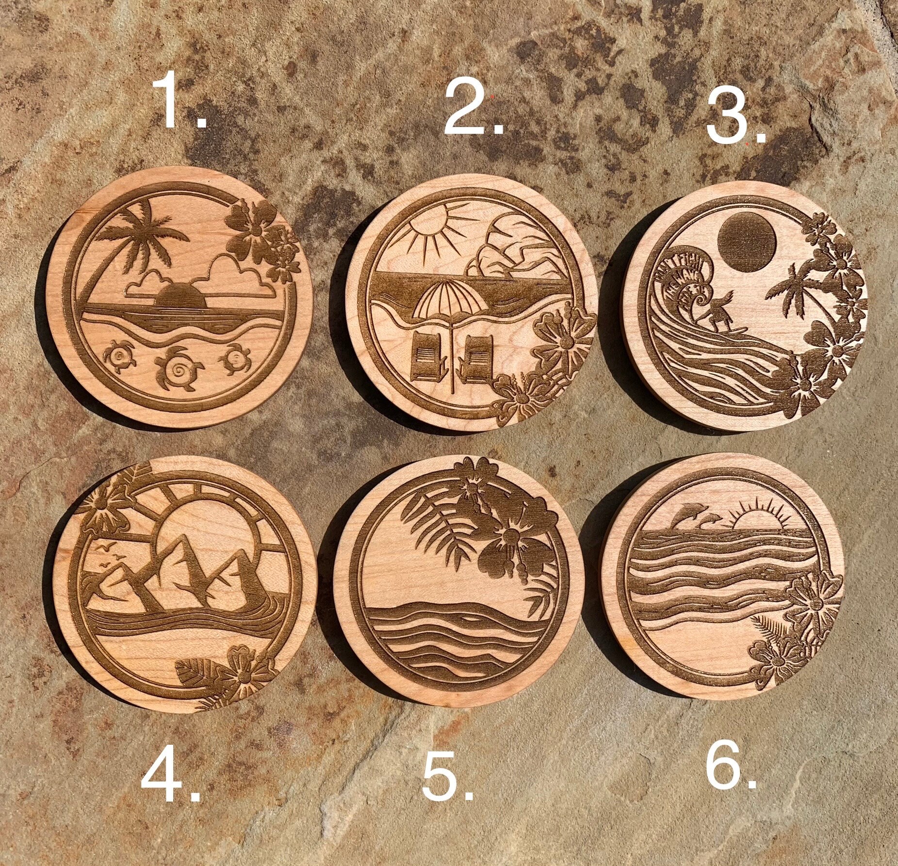 Beach Scenery Solid Wood Coasters - Etsy