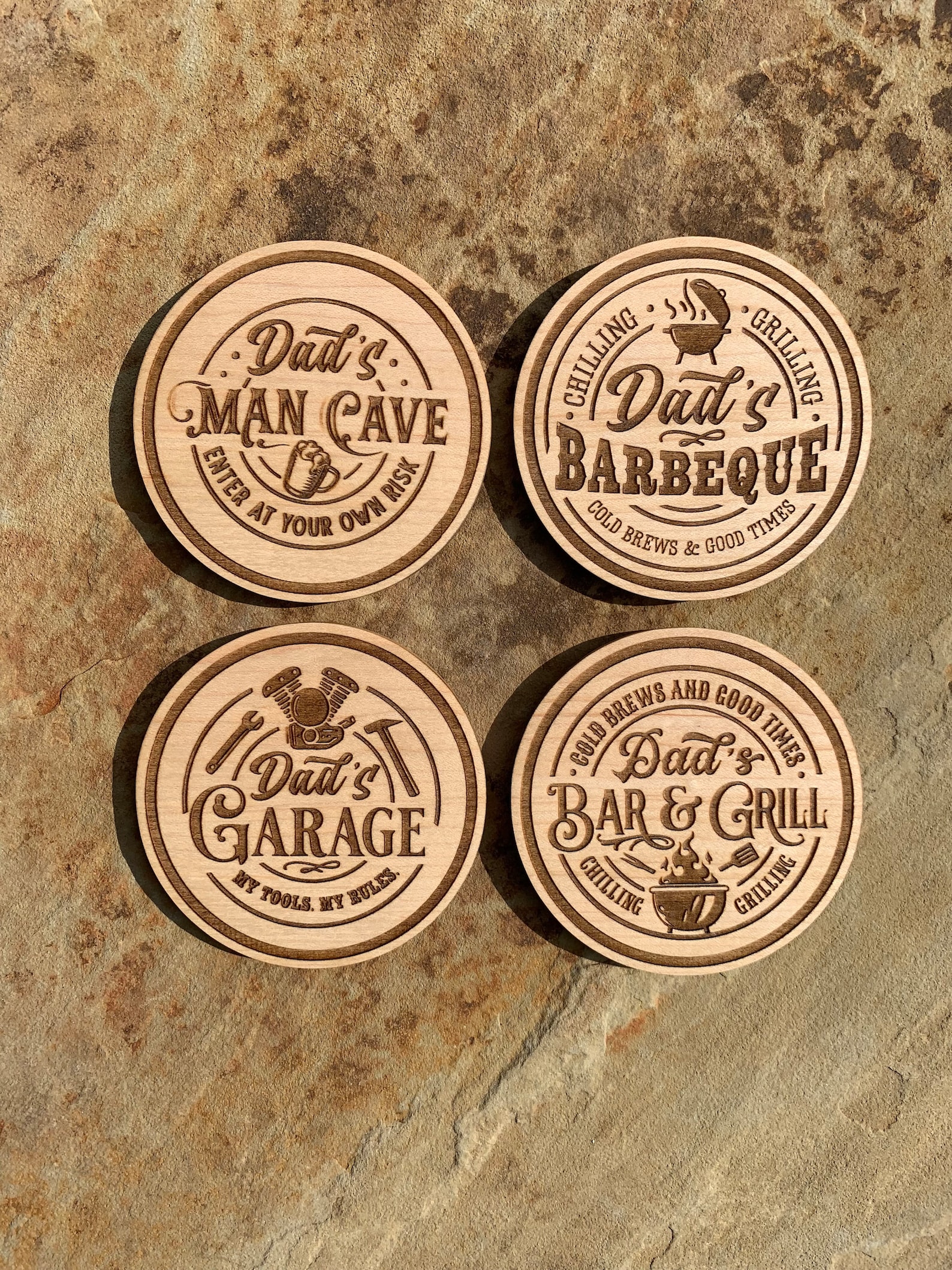 Dad Round Coasters - Etsy