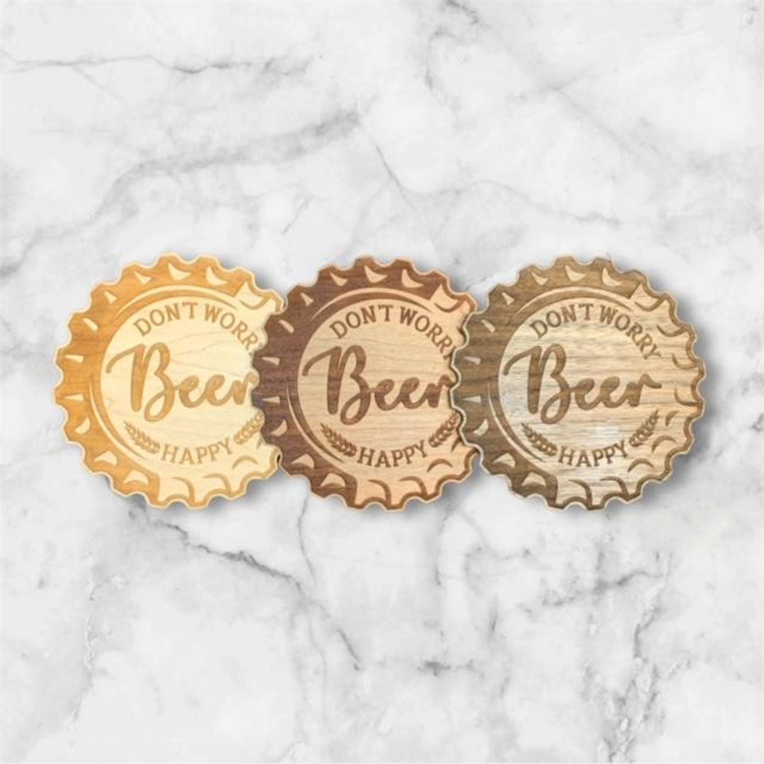 Solid Wood Bottle Cap Coaster - Etsy