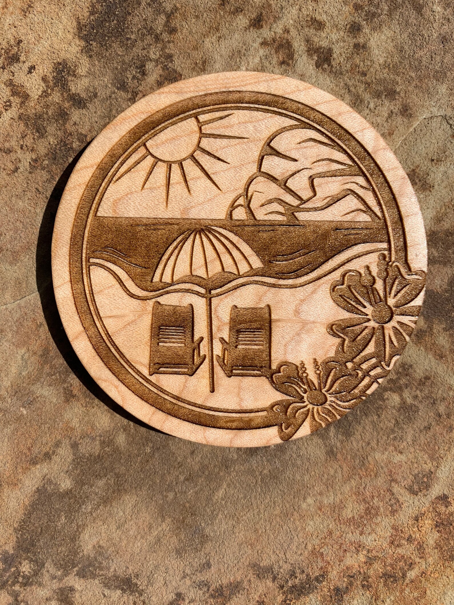 Beach Scenery Solid Wood Coasters - Etsy
