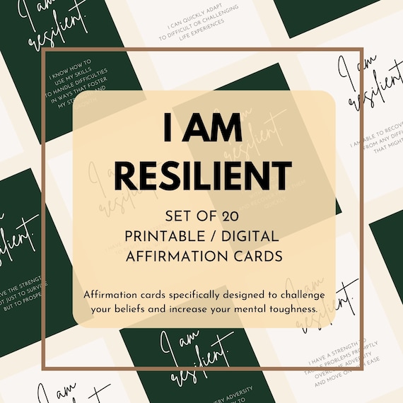 Advanced I AM RESILIENT Printable Affirmation Cards Mental - Etsy