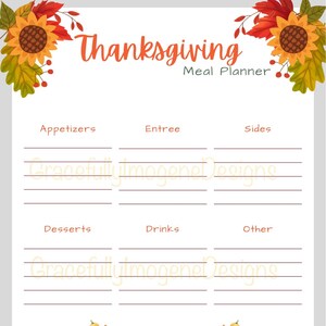 Thanksgiving Meal Planner, Shopping List, Menu Planner, Holiday ...