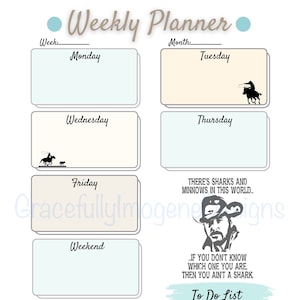 Weekly Planner Bundle, Cowboy Theme, Digital Planner, Printable Planner ...
