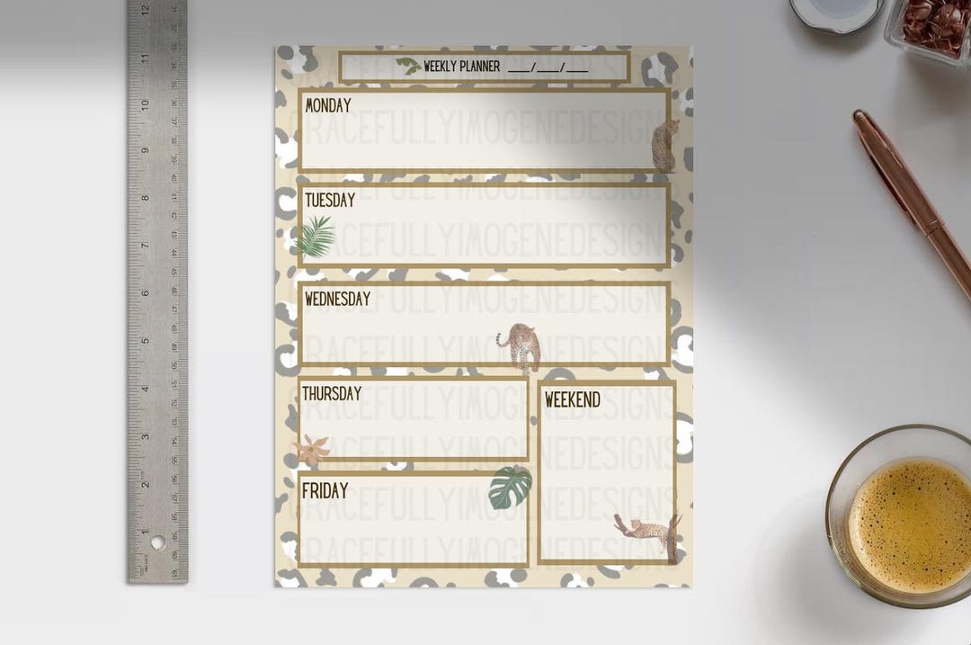 Leopard Theme, Animal Print, Weekly Planner, Goodnotes, Digital Planner ...
