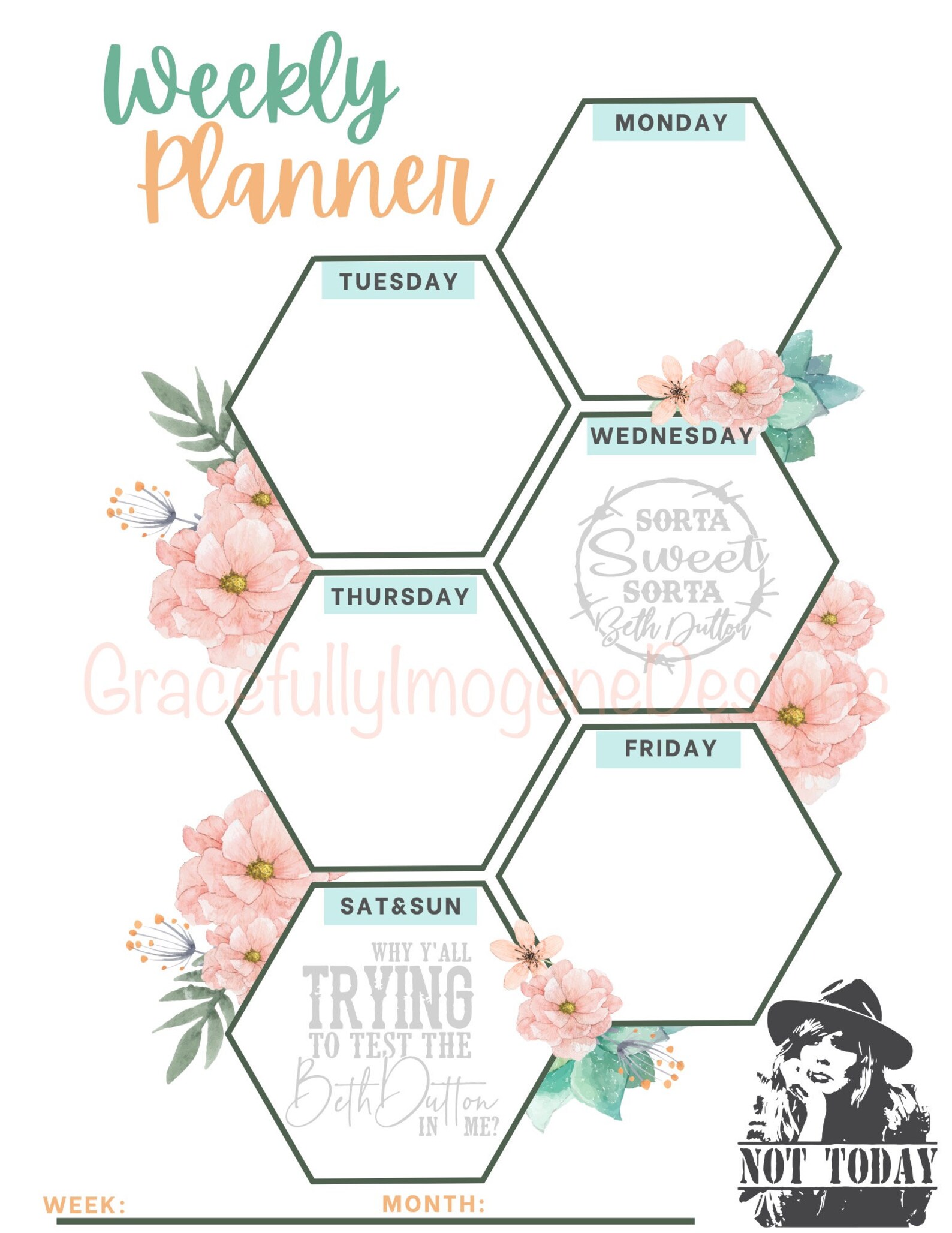 Weekly Planner Bundle, Cowboy Theme, Digital Planner, Printable Planner ...