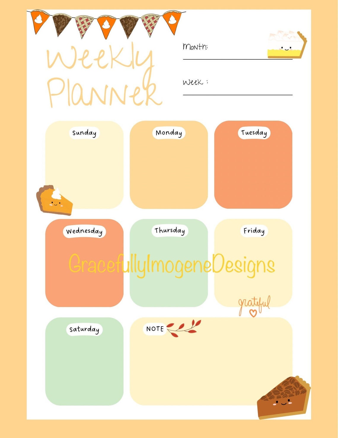 November Weekly Planner, Instant Download, Printable Planner, Digital ...
