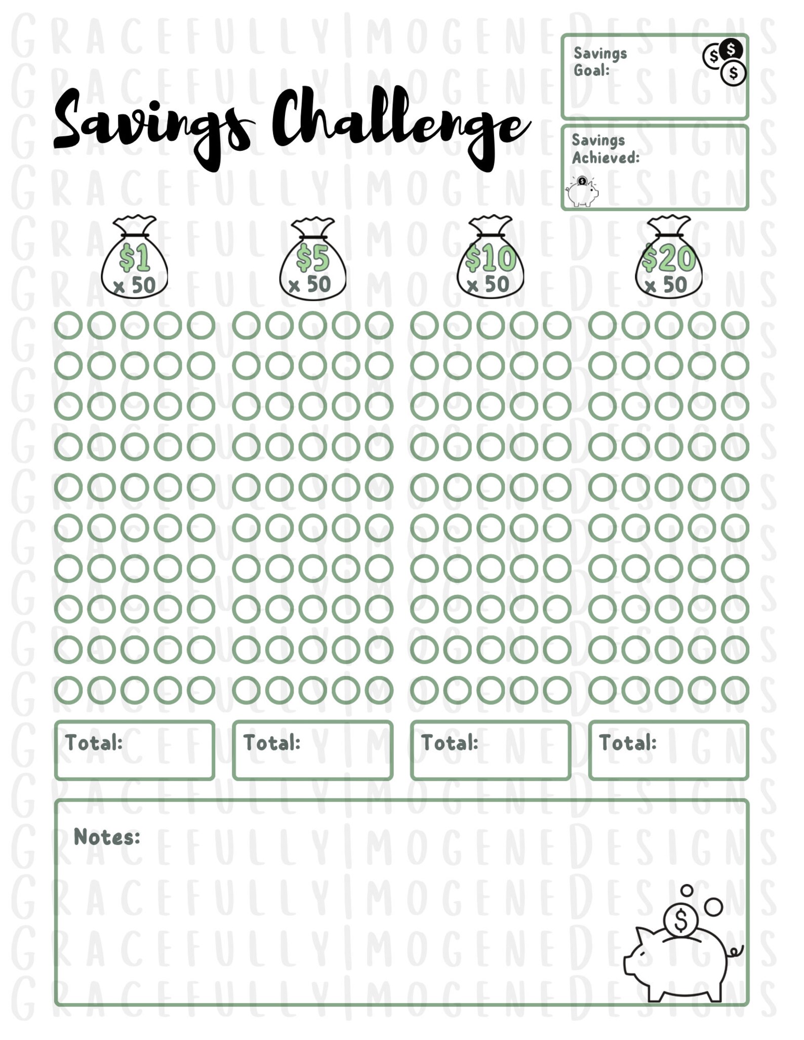 Savings Challenge, Printable, Digital, Planner, Money Challenge ...