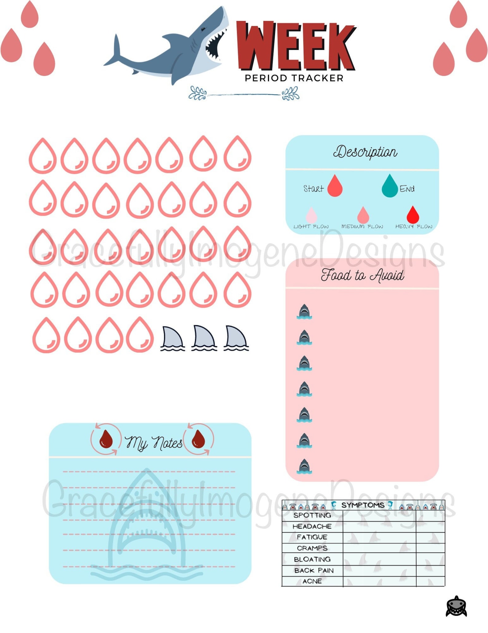 Period Tracker, Shark Week Tracker, Digital Download, Printable ...