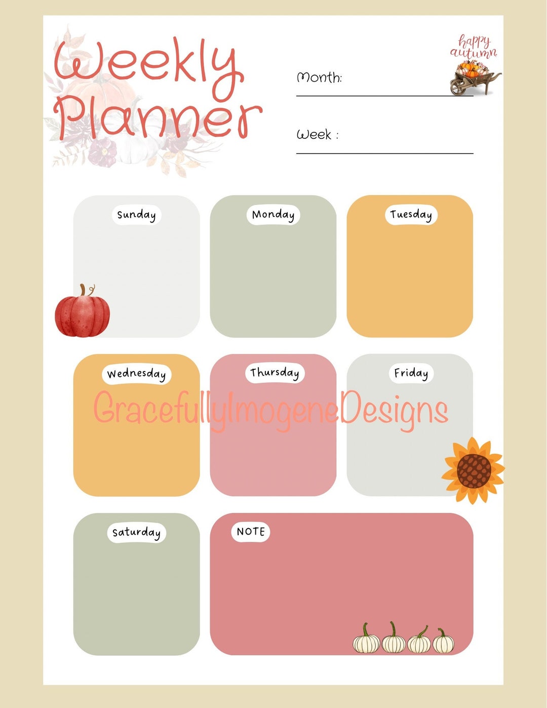 November Weekly Planner, Printable Planner, Digital Planner, Instant ...