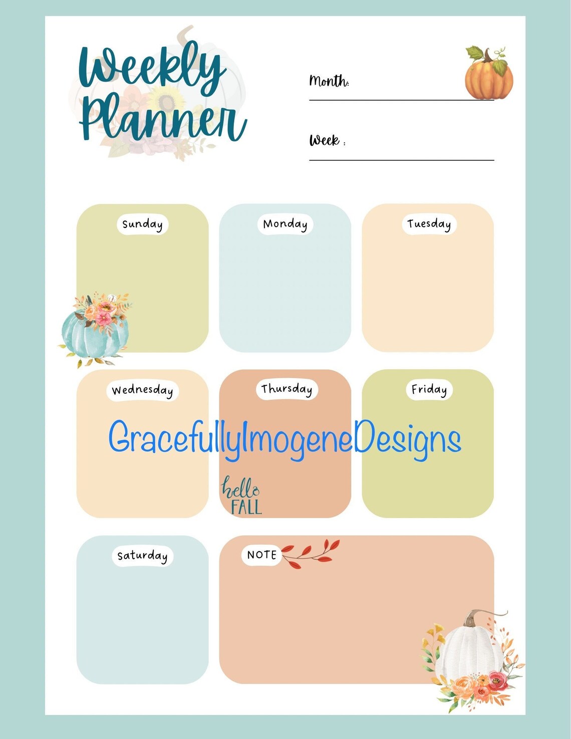 November Weekly Planner, Printable Planner, Digital Planner, Instant ...