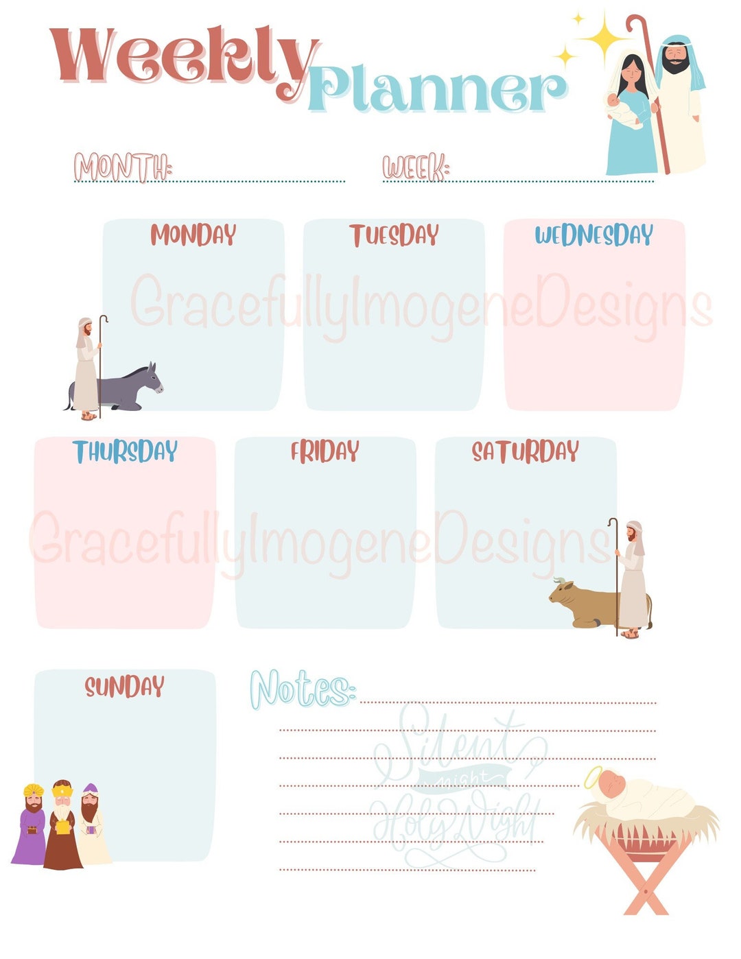 December Weekly Planner, Digital Planner, Instant Download, Printable ...