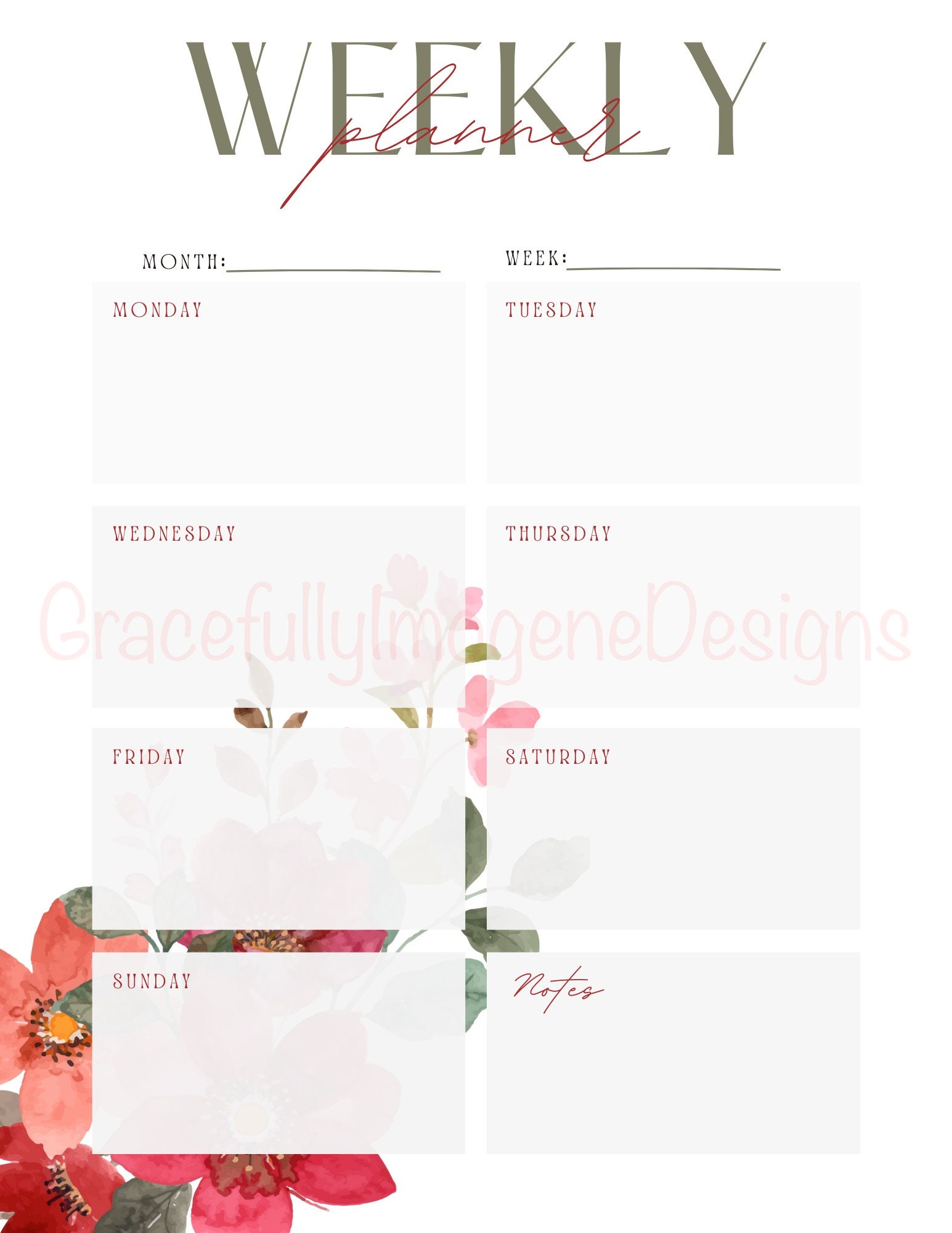 January Weekly Planner, Instant Download, Digital Planner, Printable ...