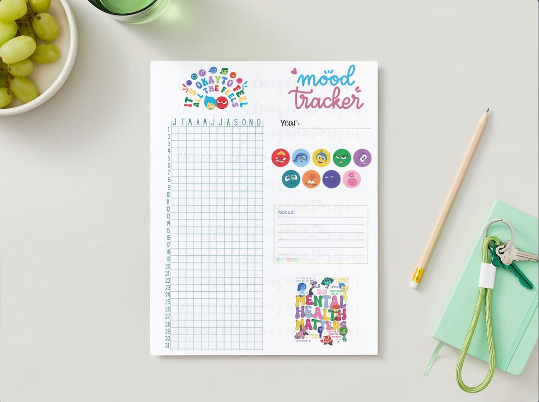 Mood Tracker, Feelings, Mental Health, Emotions, Year Long Tracker ...