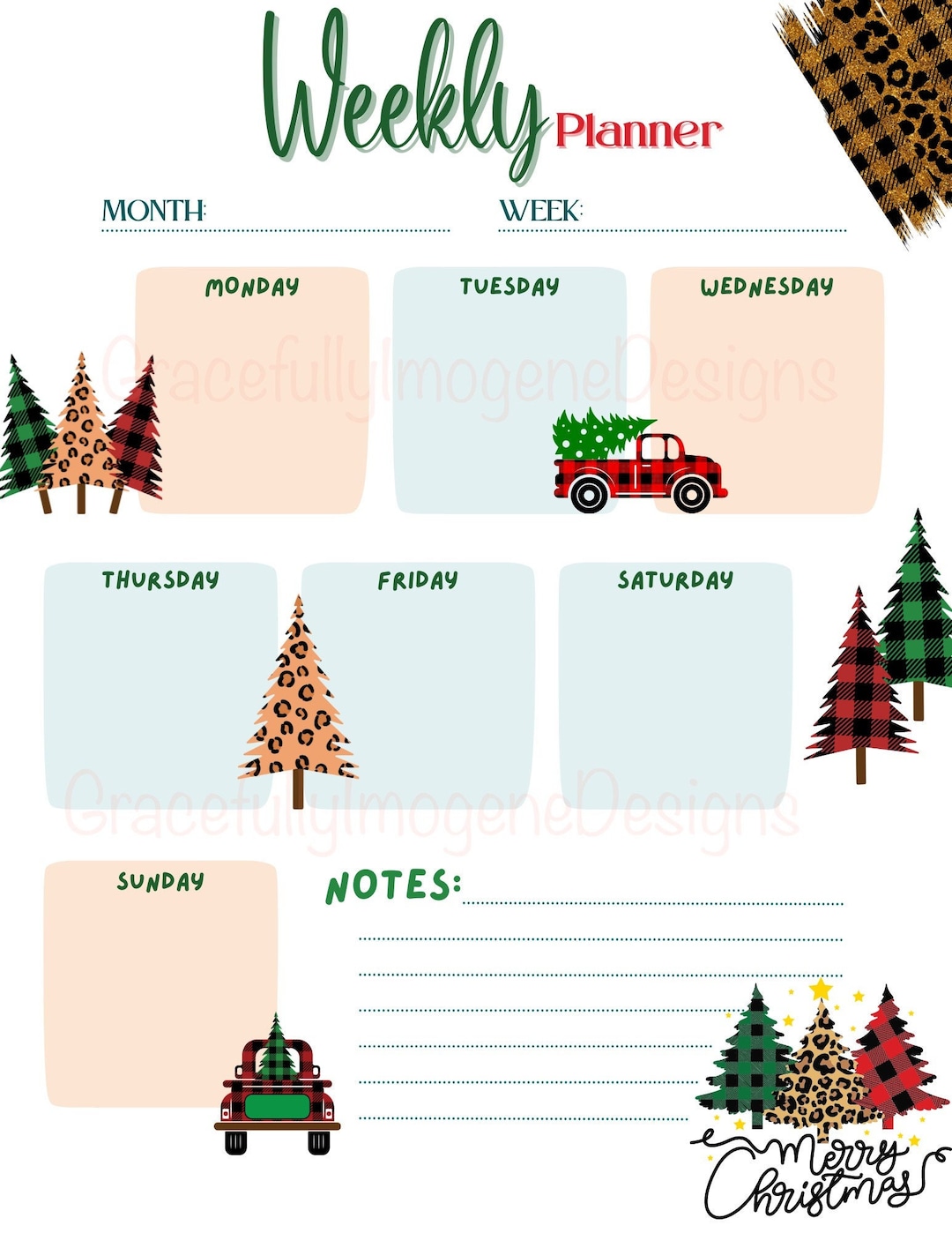 Buffalo Plaid December Weekly Planner, Goodnotes, Digital Planner ...