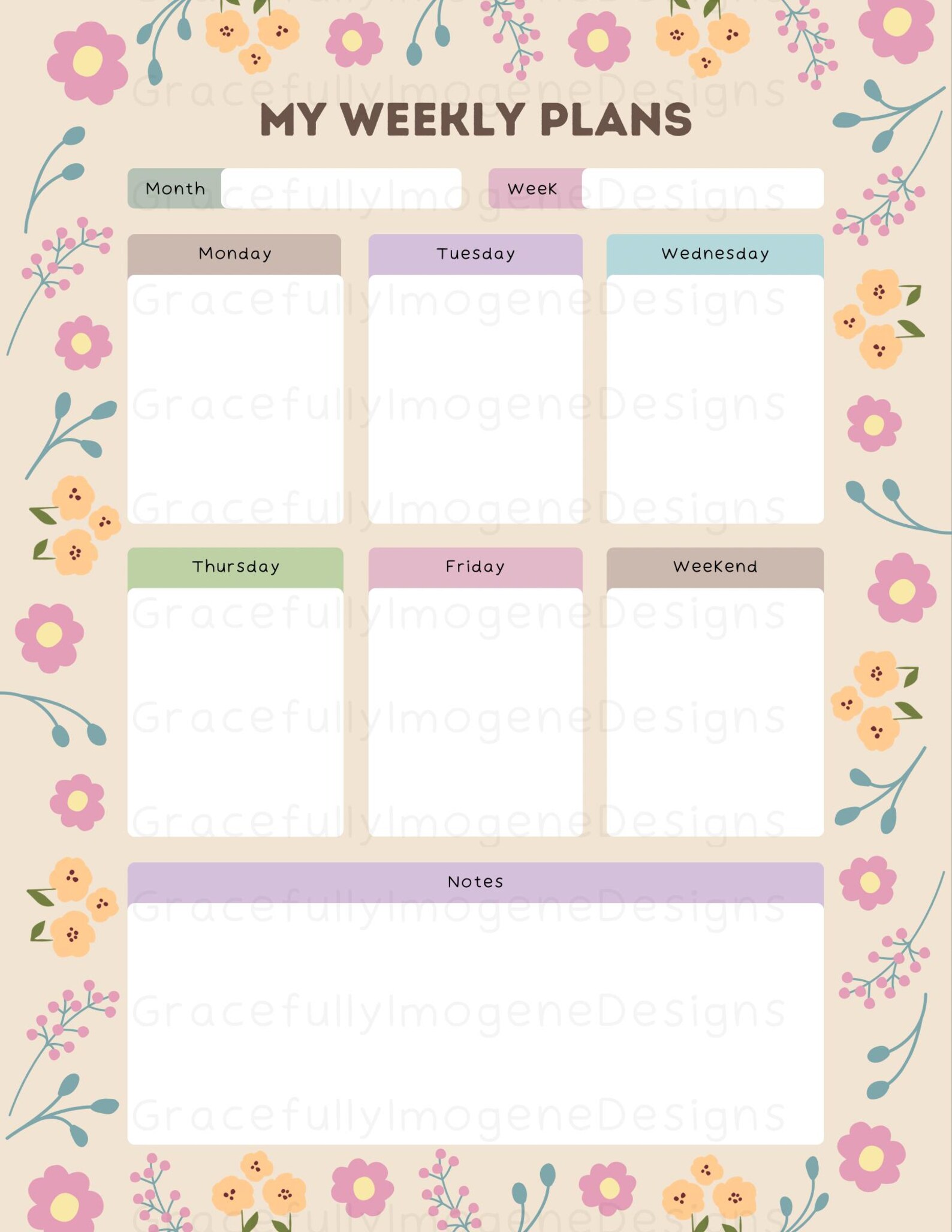 Weekly Planner, Goodnotes, Digital Planner, Instant Download, Printable ...