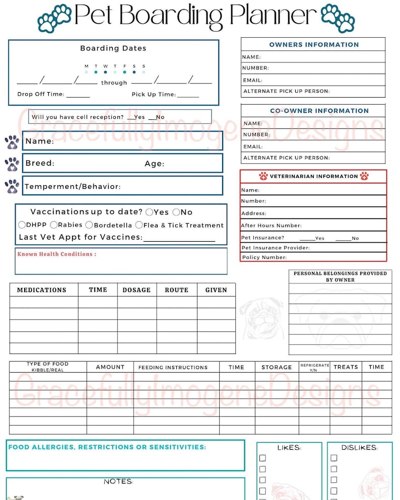 Pet Boarding Planner, Goodnotes, Printable Planner, Digital Planner ...