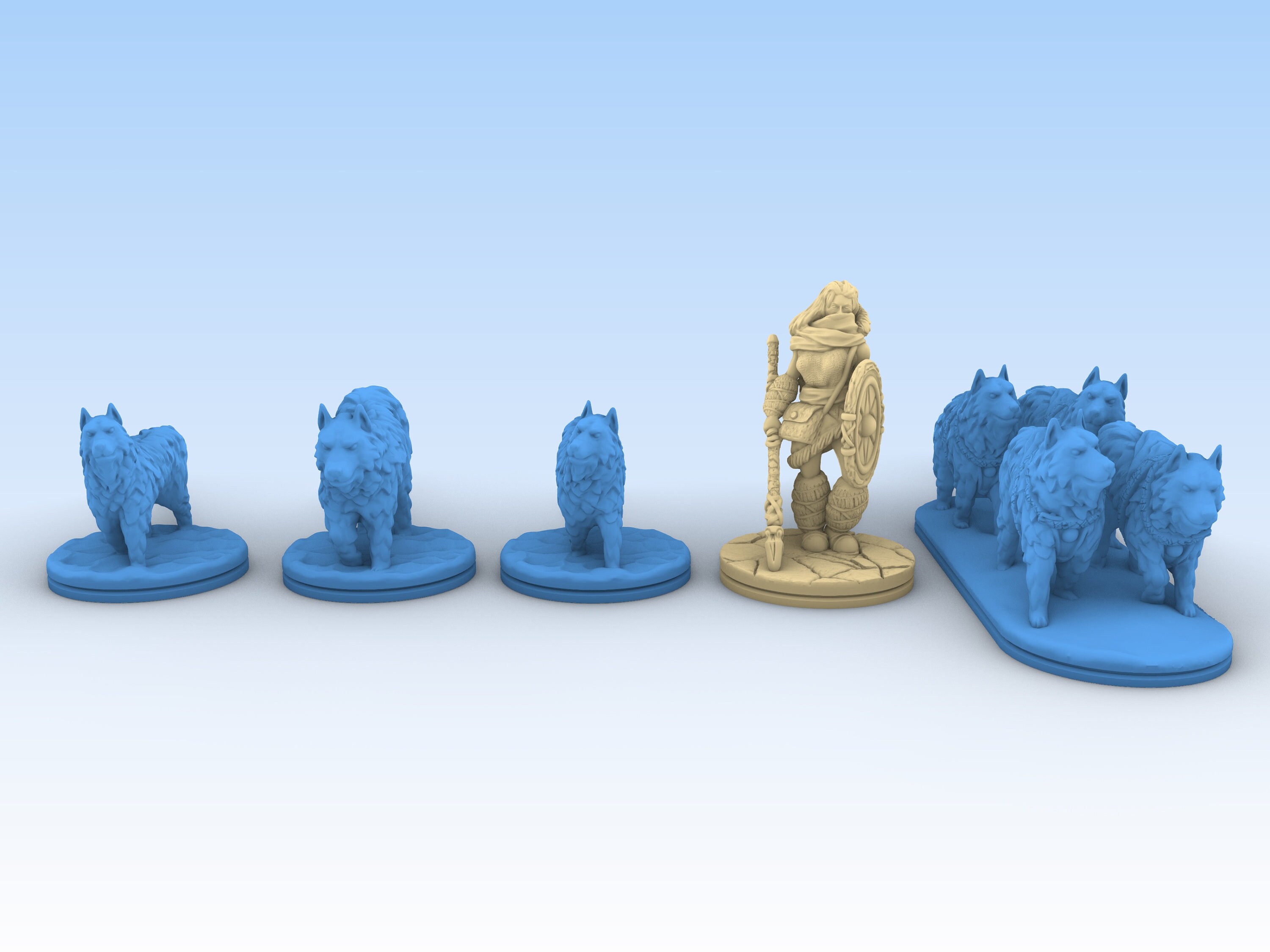 Dog or Sled Dog Team 28mm Resin Animal Miniatures Minis Pathfinder RPG ...