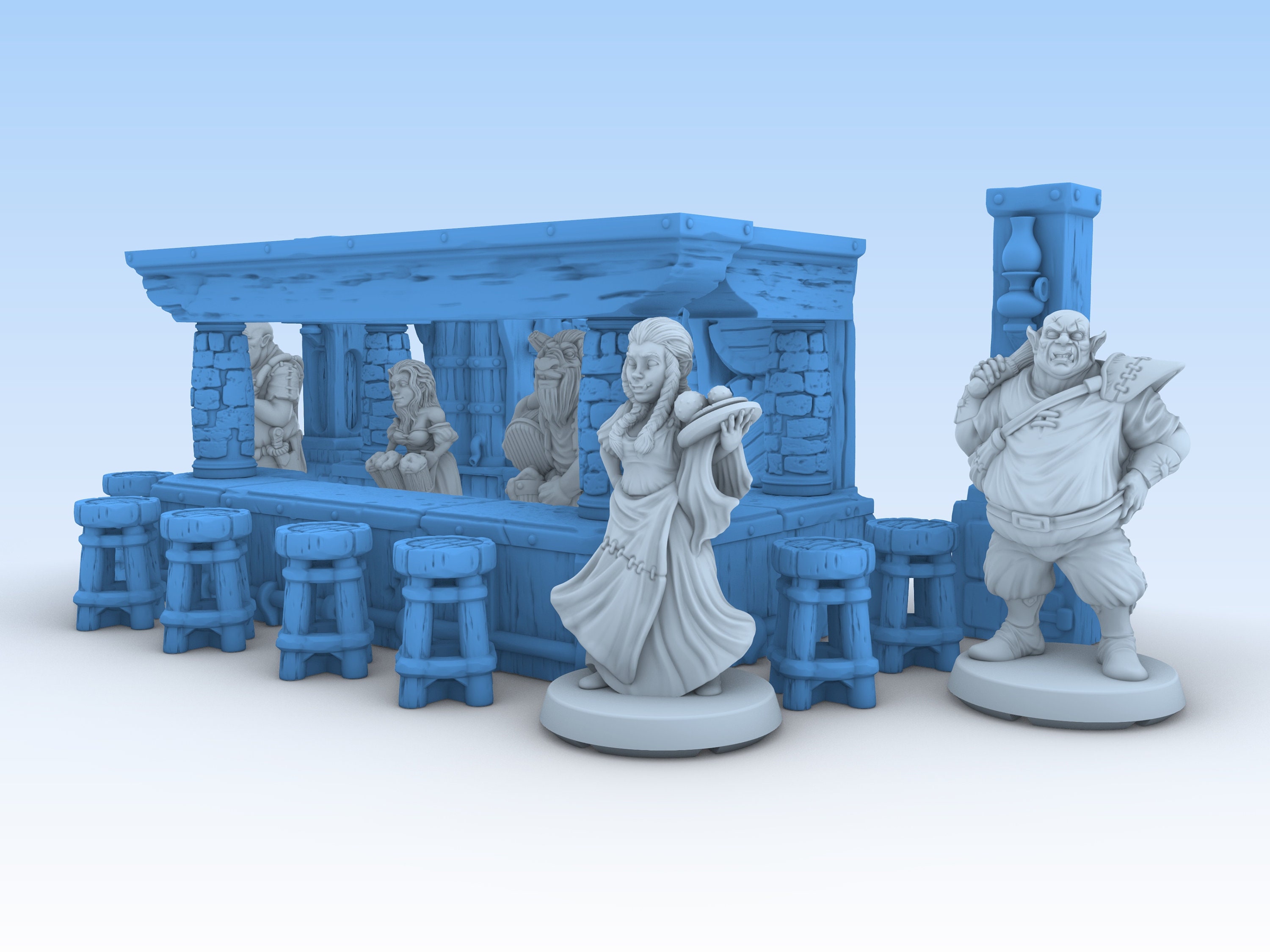 Bar / Tavern Set 28mm Resin Scenery Miniatures Minis Pathfinder RPG ...