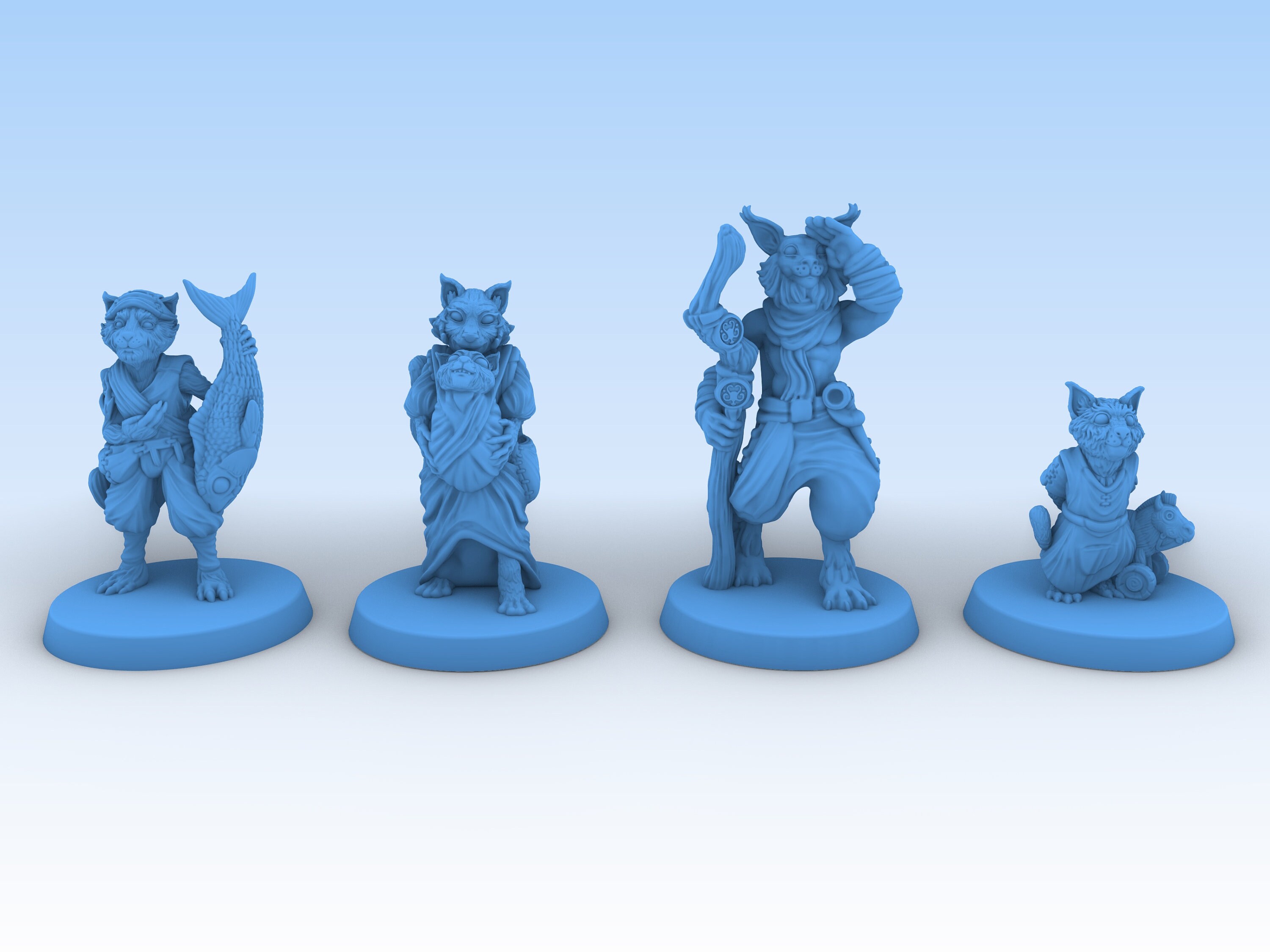 Catfolk / Tabaxi 28mm Resin Humanoid NPC Miniatures Minis Pathfinder ...