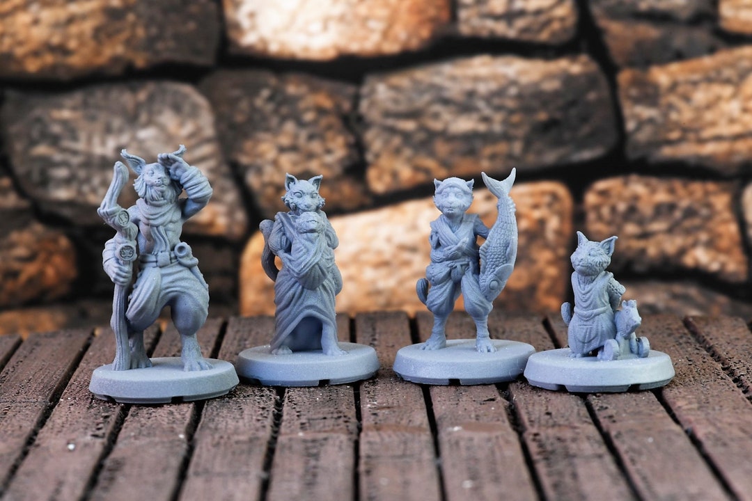Catfolk / Tabaxi 28mm Resin Humanoid NPC Miniatures | Minis ...