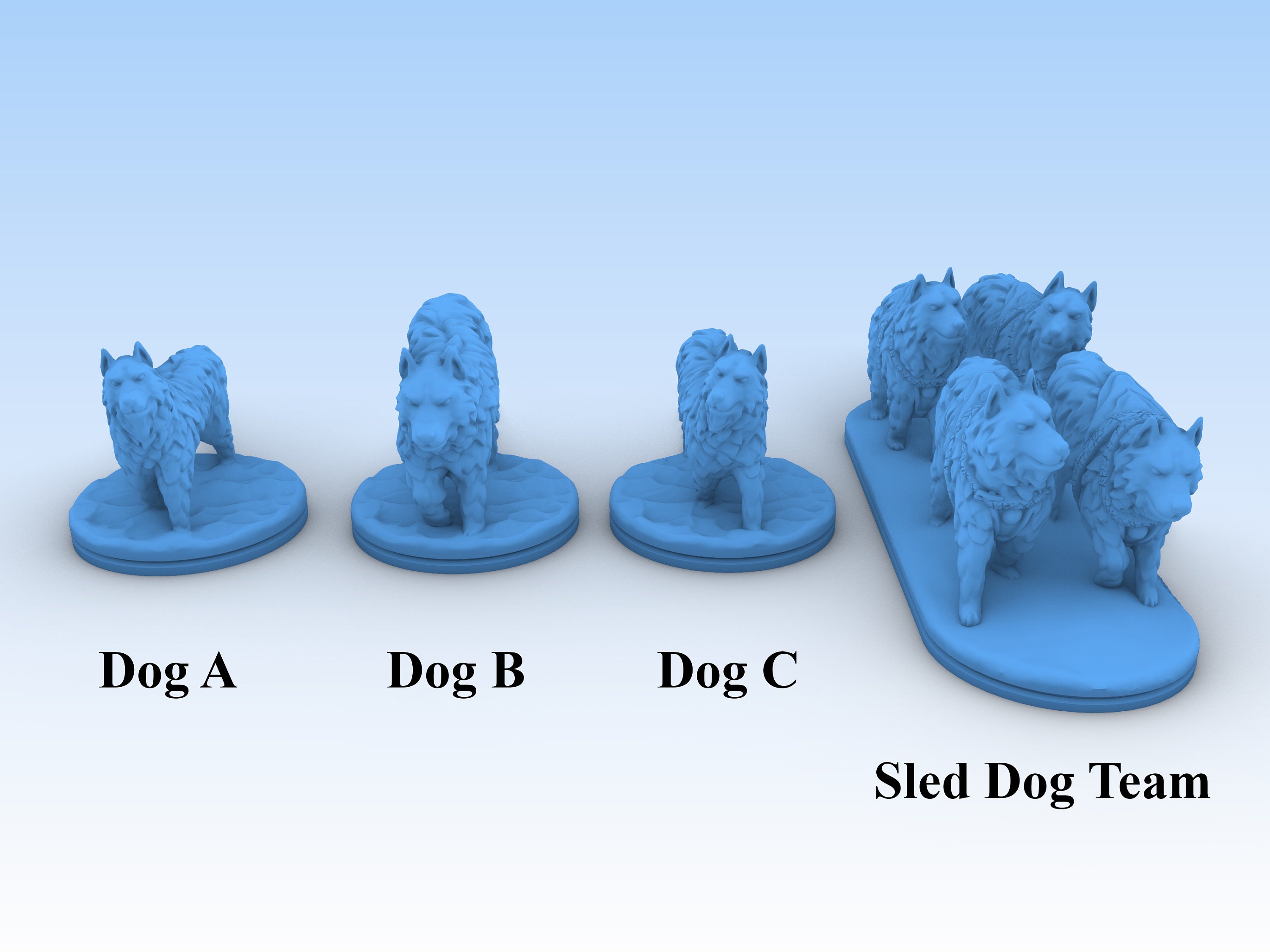 Dog or Sled Dog Team 28mm Resin Animal Miniatures Minis Pathfinder RPG ...