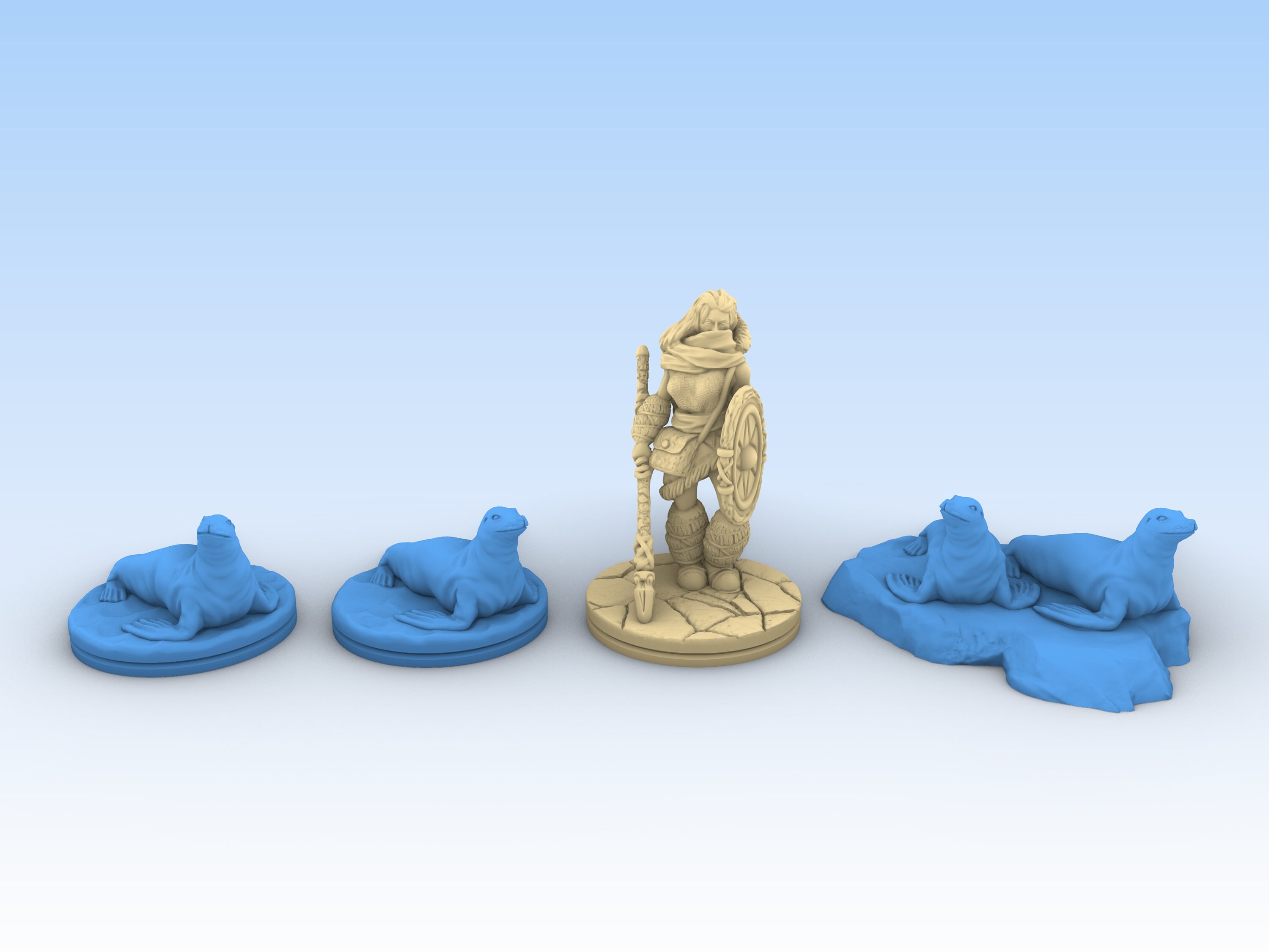Seal Set 28mm Resin Animal Miniatures Minis Pathfinder RPG Tabletop Dnd ...
