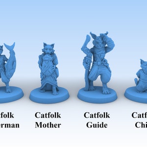 Catfolk / Tabaxi 28mm Resin Humanoid NPC Miniatures Minis Pathfinder RPG Tabletop Dnd Dungeons ...