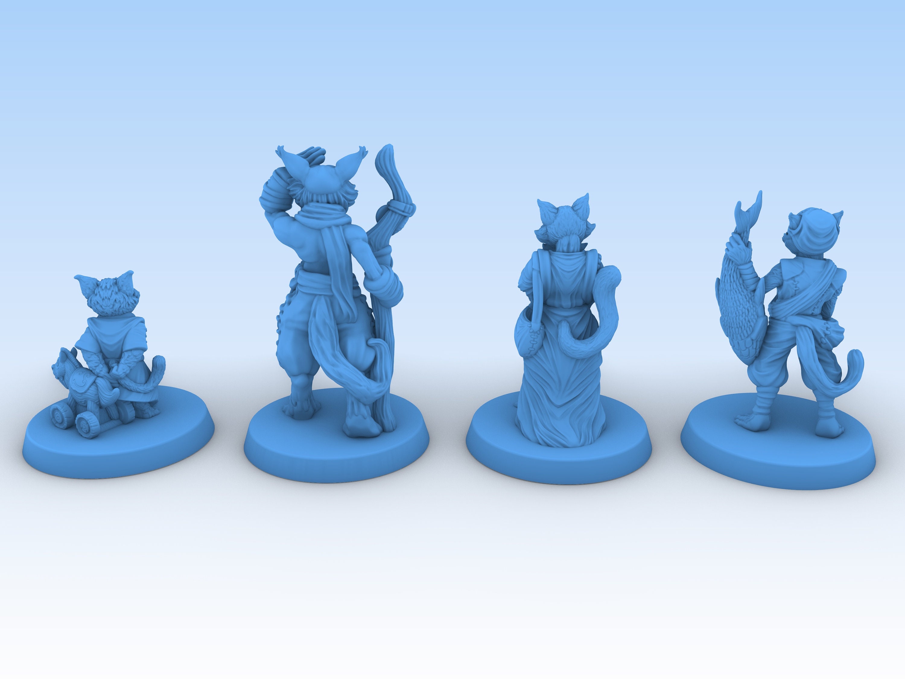 Catfolk / Tabaxi 28mm Resin Humanoid NPC Miniatures Minis Pathfinder ...