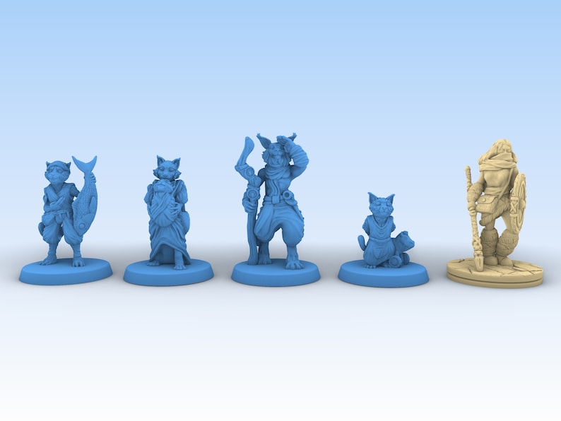 Catfolk / Tabaxi 28mm Resin Humanoid NPC Miniatures Minis Pathfinder ...