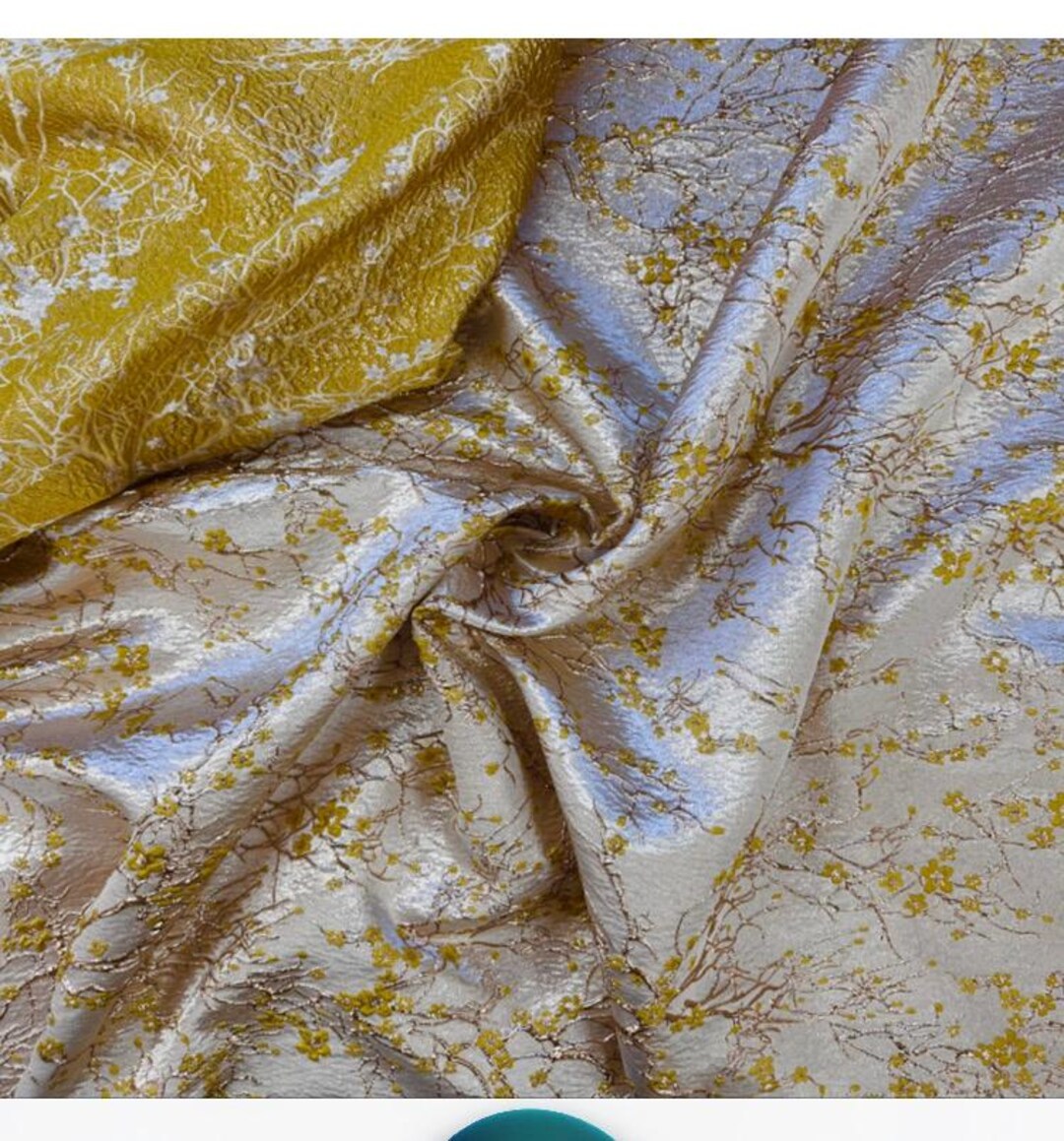 Floral Metallic Brocade Fabric - Yellow - 56" Width - Etsy