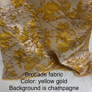 Metallic Floral Brocade Fabric - Yellow/gold - 57/58" Width - Design ...
