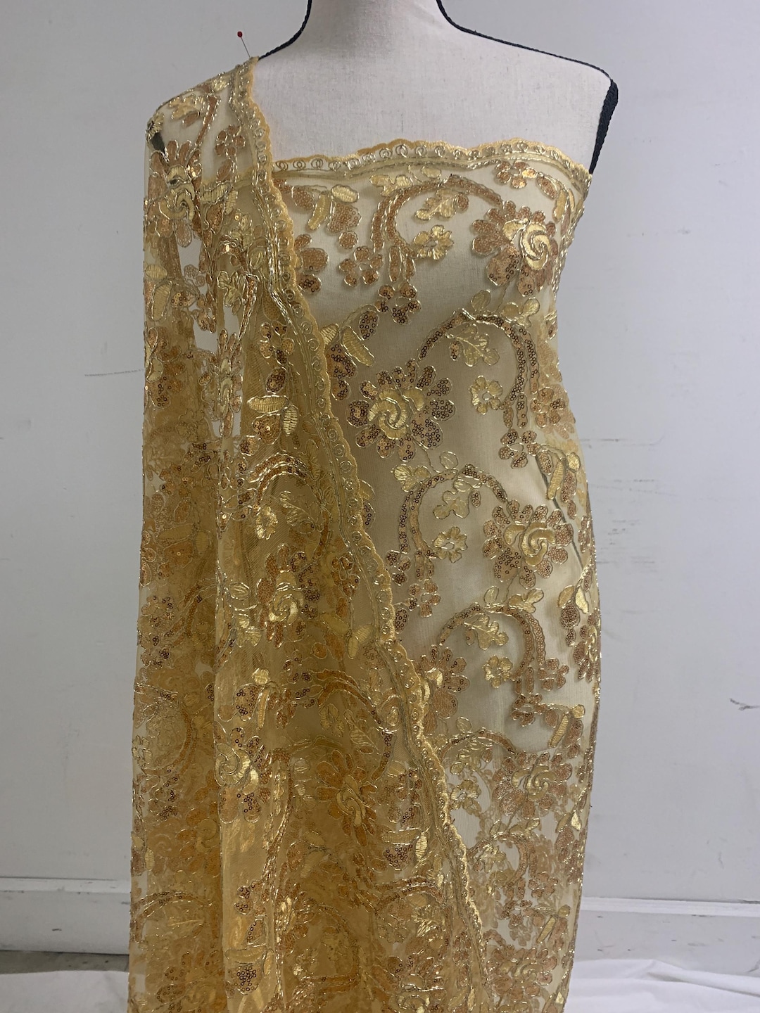 Lace Fabric - Gold - 49" Width - Ref. 5397 NAS - Etsy