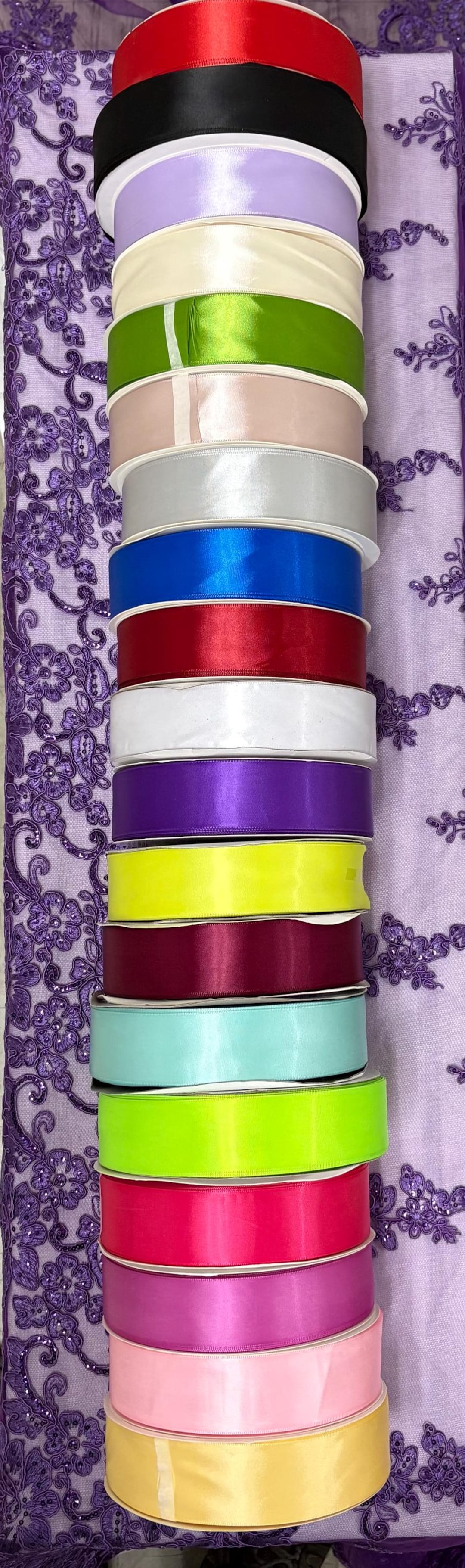 Ribbon - Colors - Roll of 100 Yards Ribbon Satin Size 1.5 Inch in 19 ...